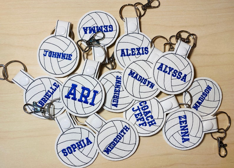 Personalized Volleyball Keychain SMALL Bag Tag White Matte | Etsy