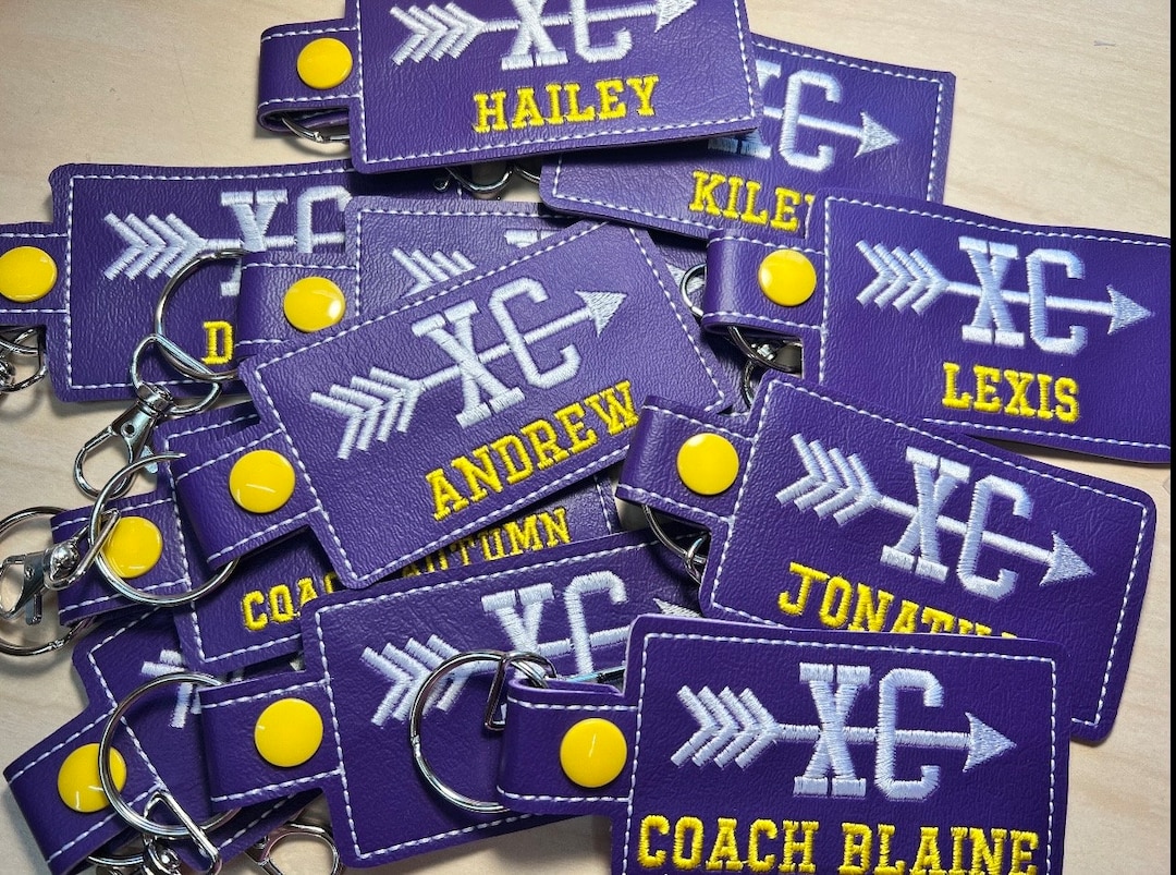 Cross Country Keychain, Cross Country Embroidered Bag Tag- Cross ...