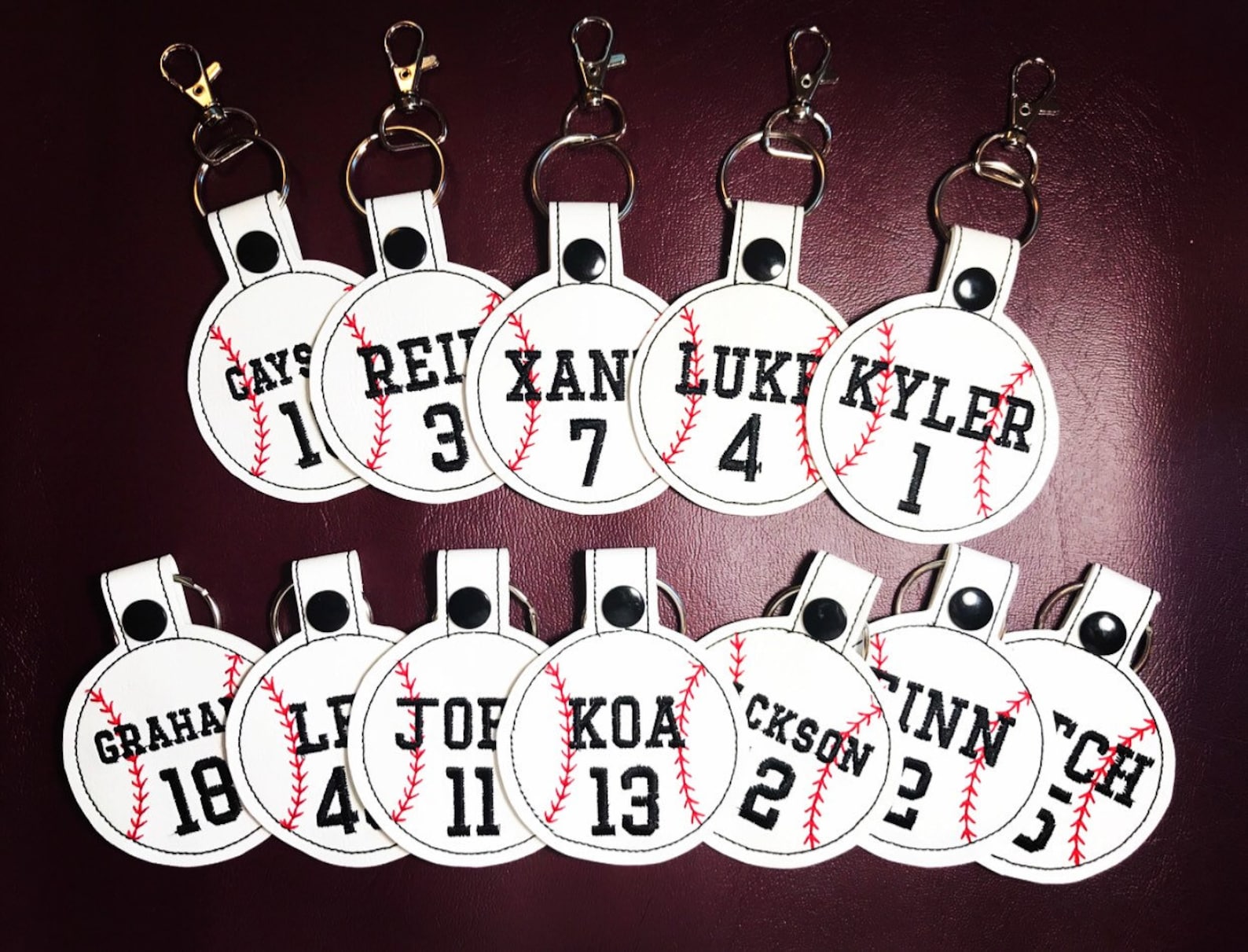Personalized Baseball Keychain, White Baseball Bag Tags-embroidered ...