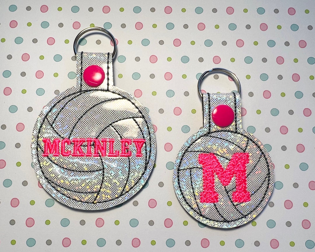 Silver Glitter Volleyball Keychain, Personalized Volleyball Keychain ...
