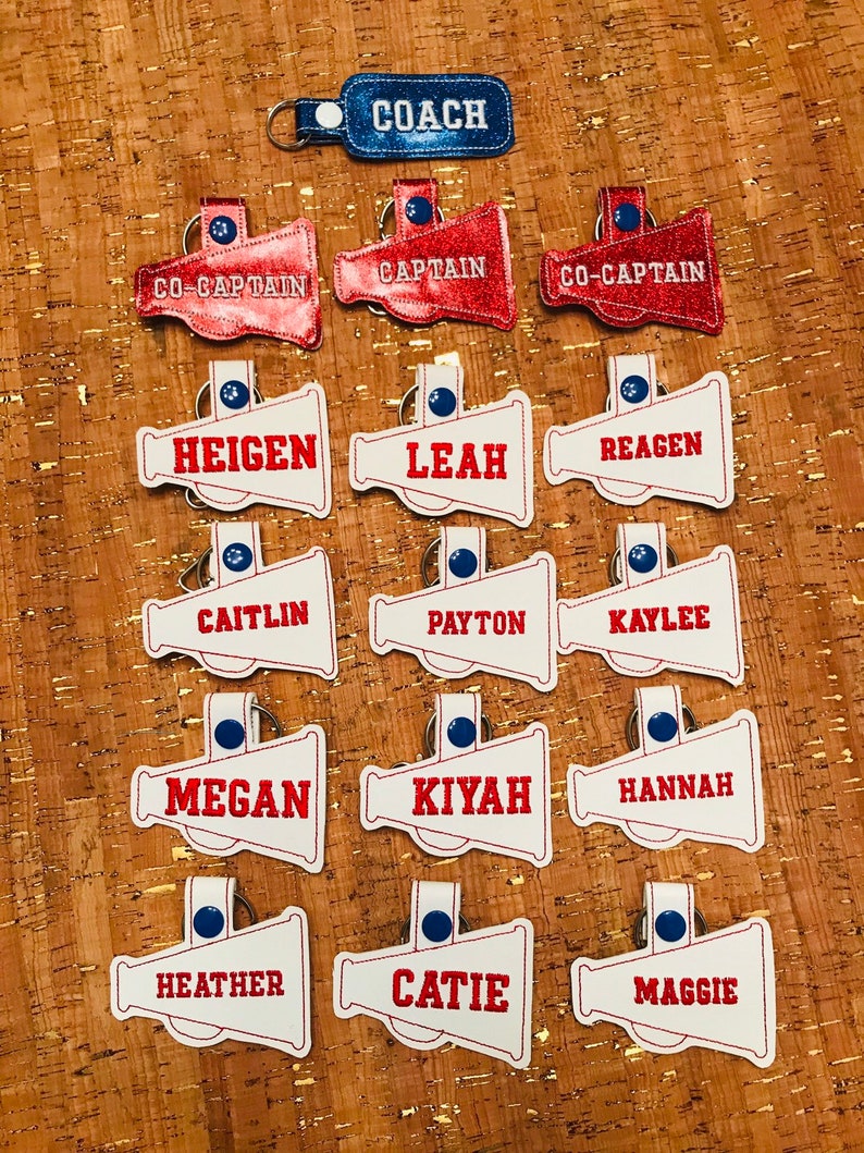 Cheer Keychain, Cheerleader Embroidered Bag Tag- Cheerleader Keychain ...