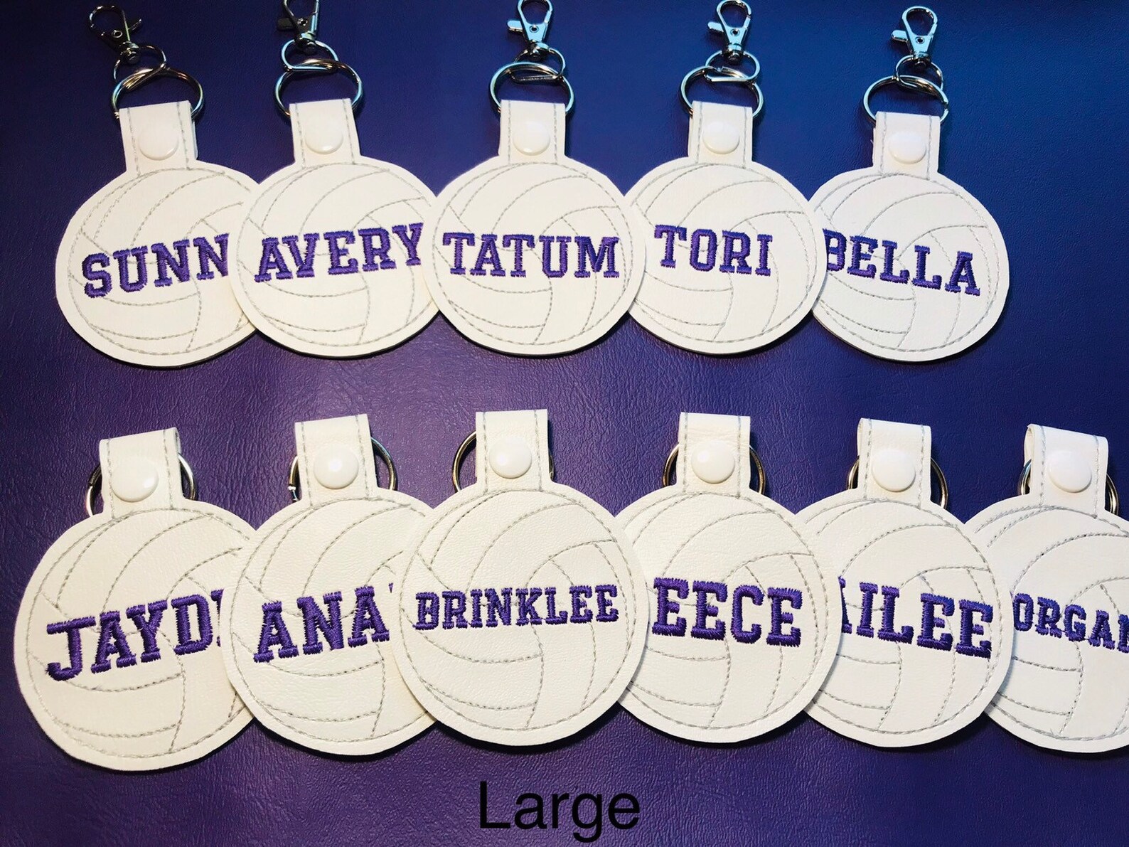Personalized Volleyball Keychain LARGE WHITE MATTE | Etsy