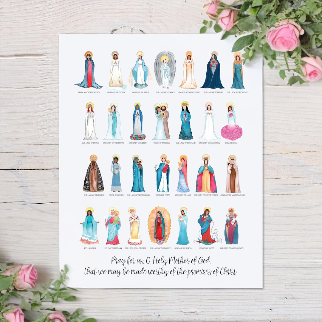 INSTANT DOWNLOAD 11x14 Titles of Mary Art Print, Catholic Art ...