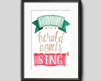 HARK the HERALD ANGELS Sing 8x10 Antique Hymn Art Print - Etsy