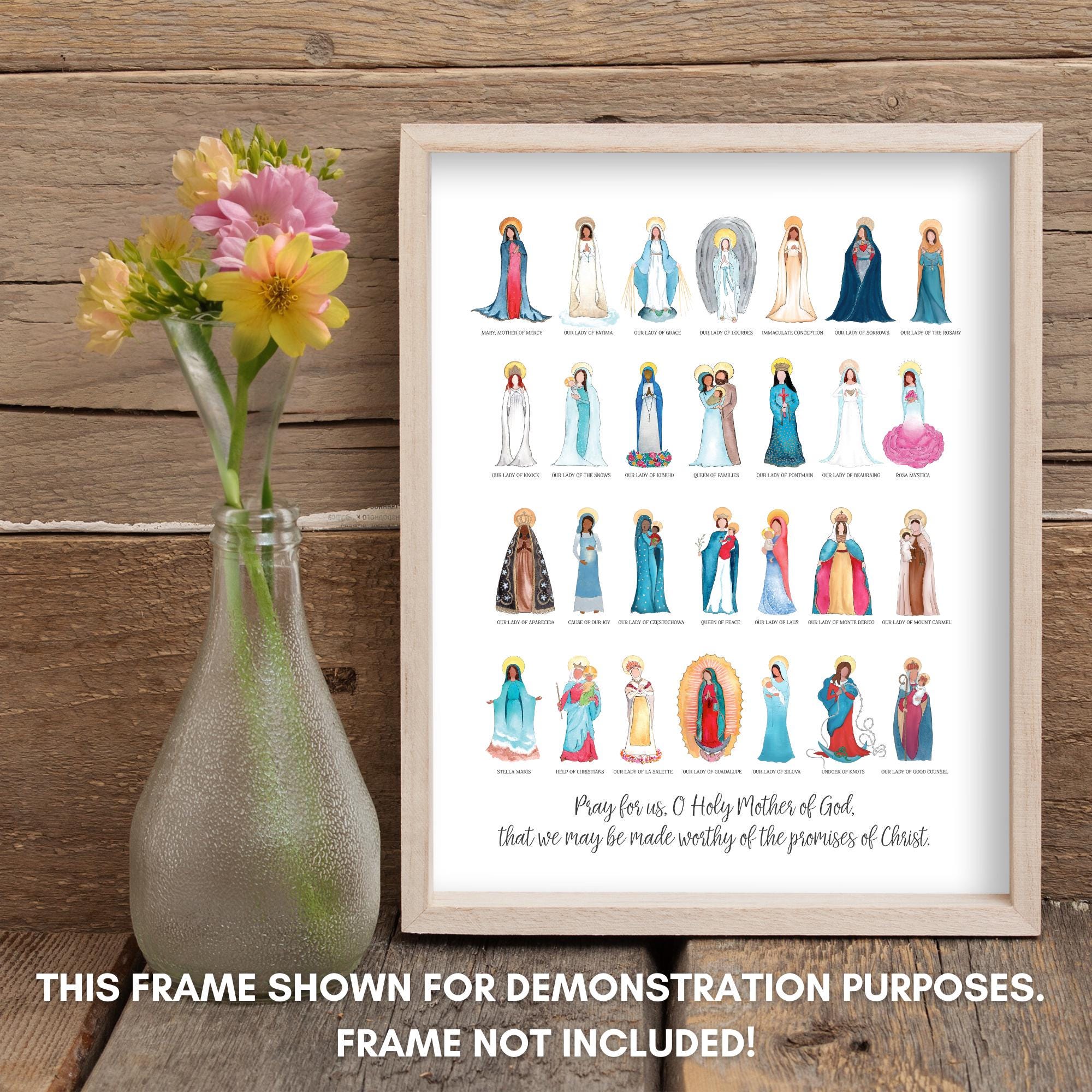 INSTANT DOWNLOAD 11x14 Titles of Mary Art Print, Catholic Art ...