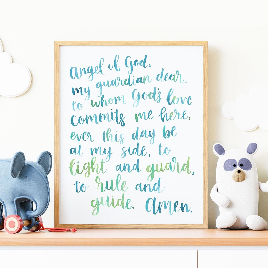 Angel of God Watercolor Print, Catholic Nursery Art, Catholic Decor ...