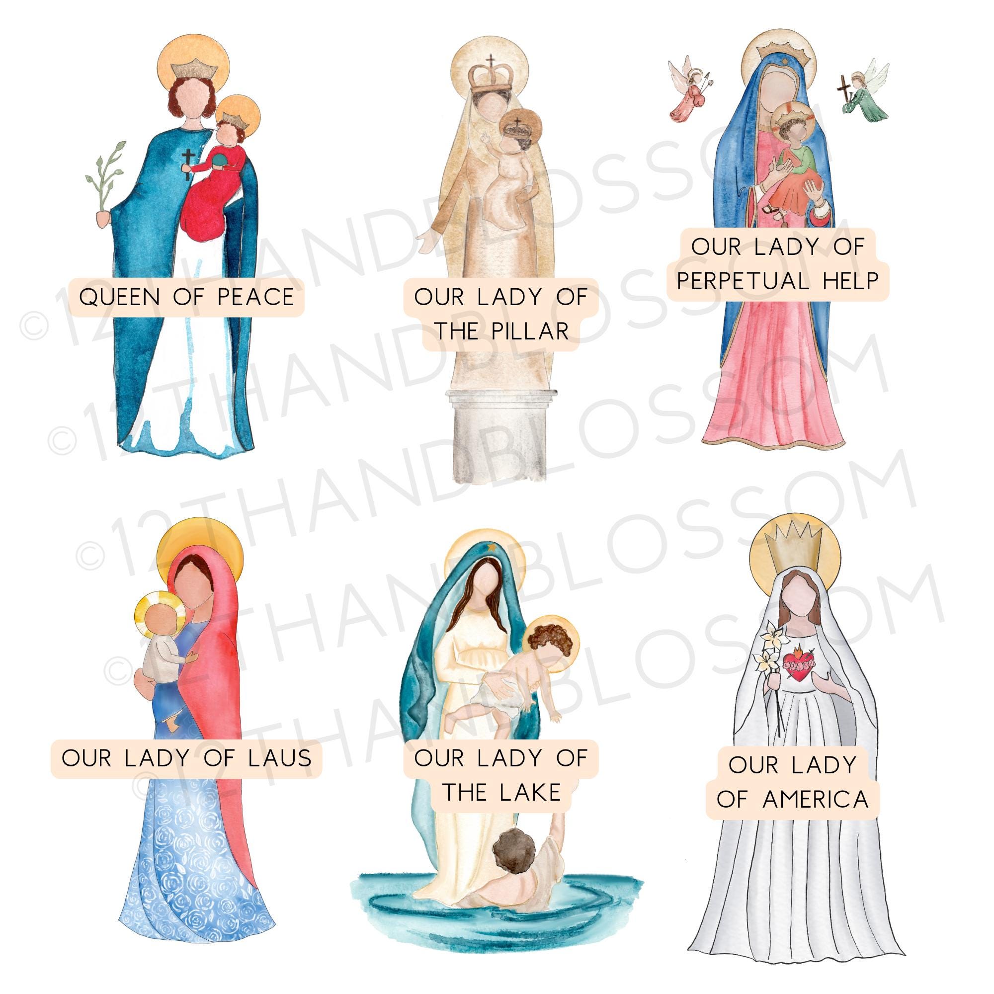 Titles of the Virgin Mary 8x10 Custom Art, Catholic Art, Catholic ...