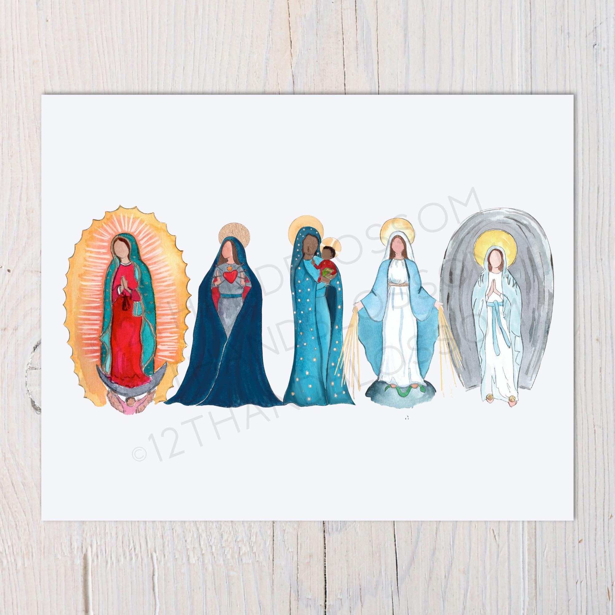 Titles of the Virgin Mary 8x10 Custom Art, Catholic Art, Catholic ...