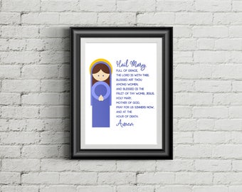 Hail Mary Poster Print. Hail Mary Wall Art Poster. Nursery - Etsy
