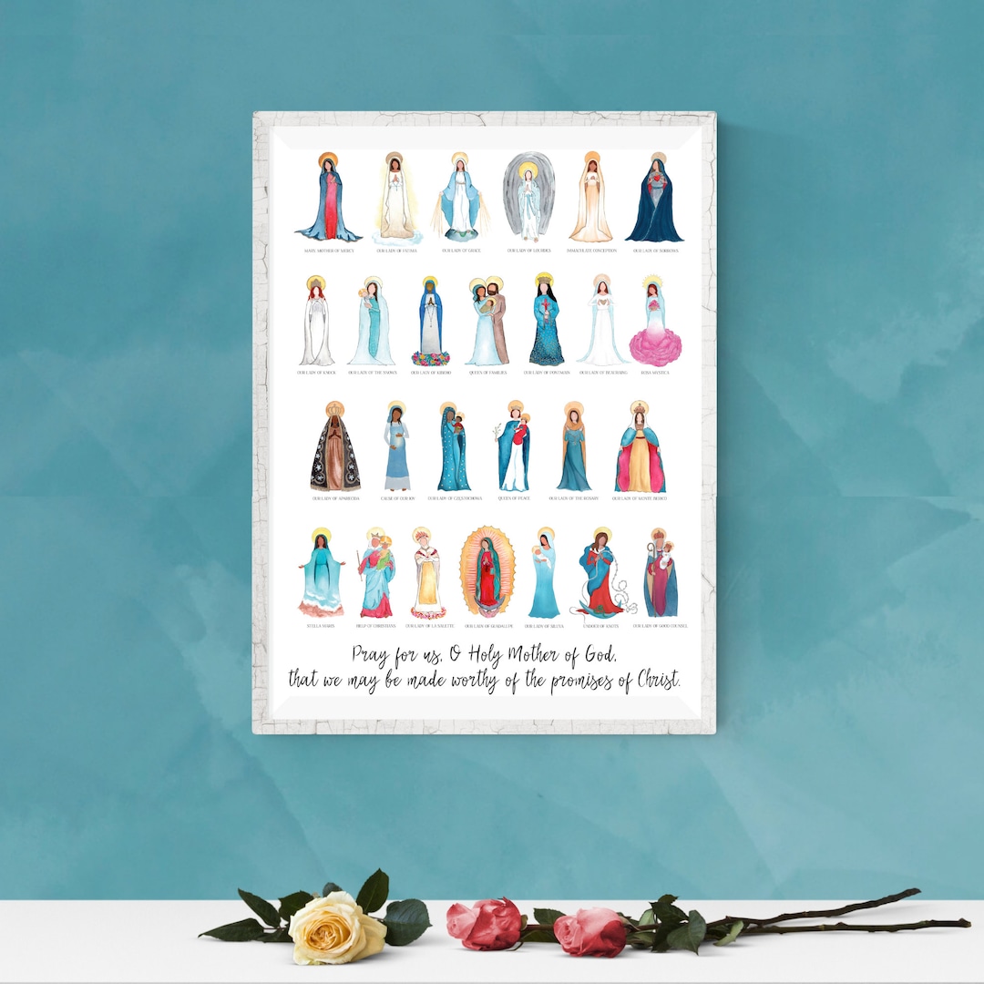 INSTANT DOWNLOAD Titles of Mary Art Print, Catholic Art, Religious Home ...