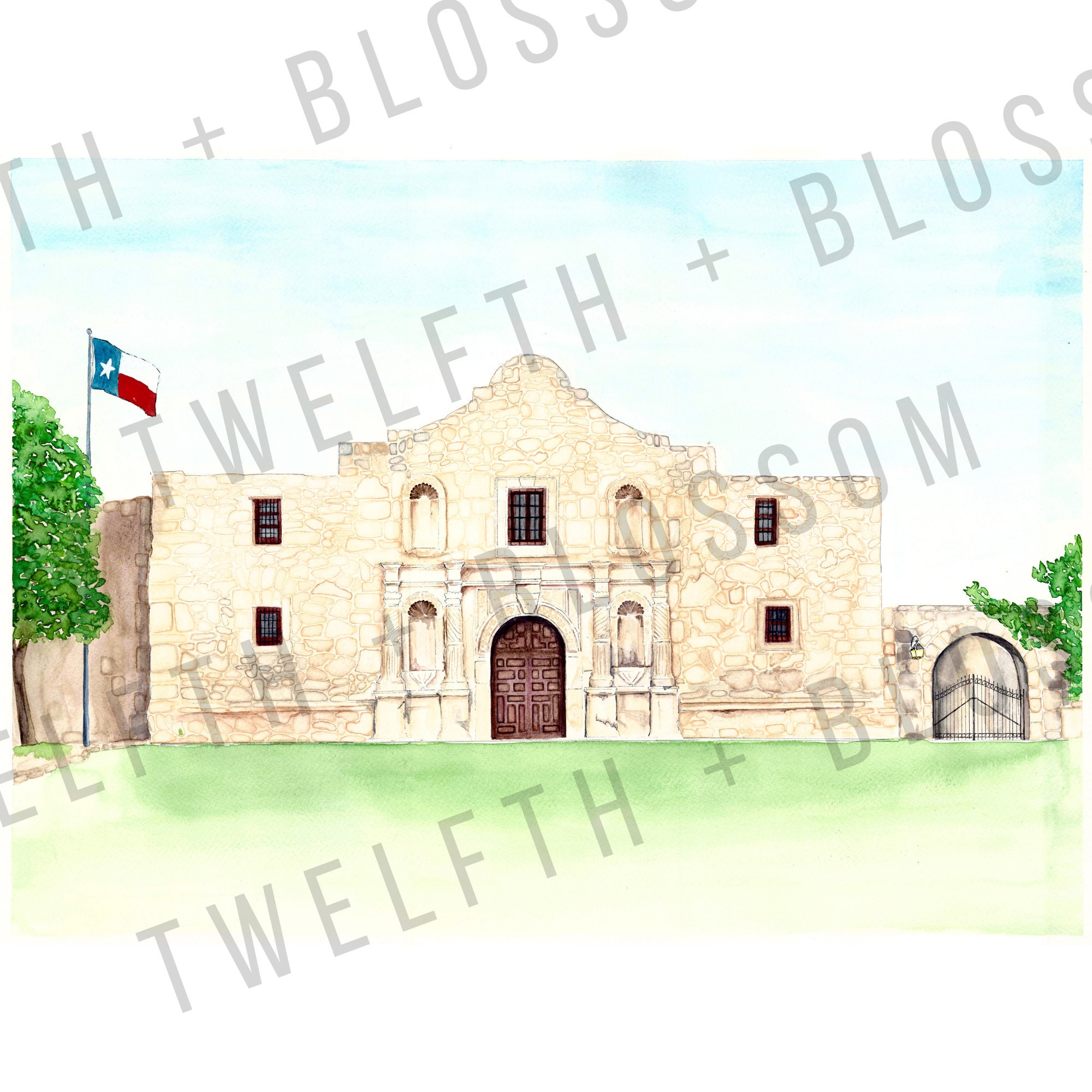 Pintura de Alamo impresión de acuarela de Alamo arte de la - Etsy España
