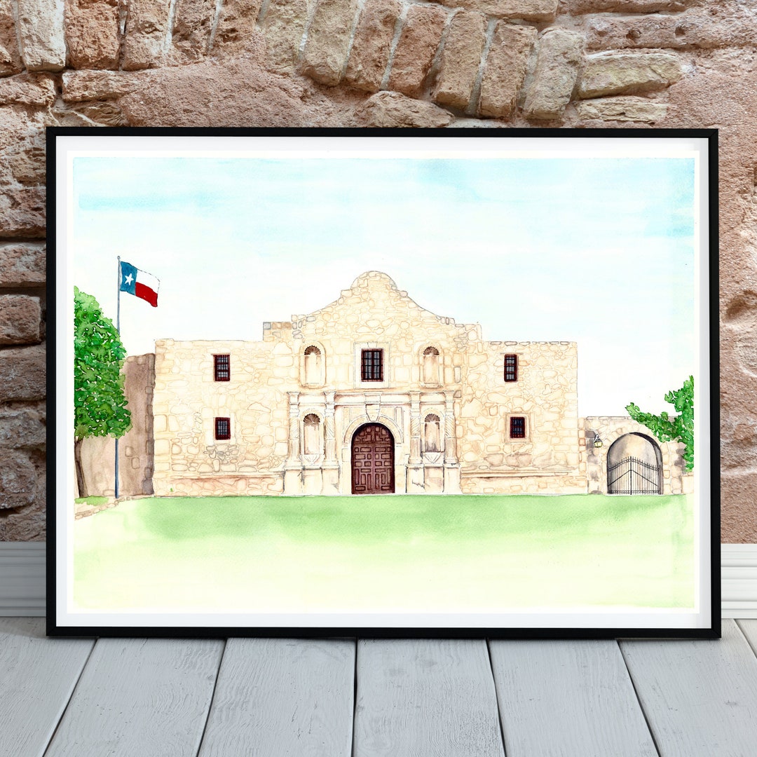 Alamo Painting, Alamo Watercolor Print, Texas Wall Art, San Antonio ...