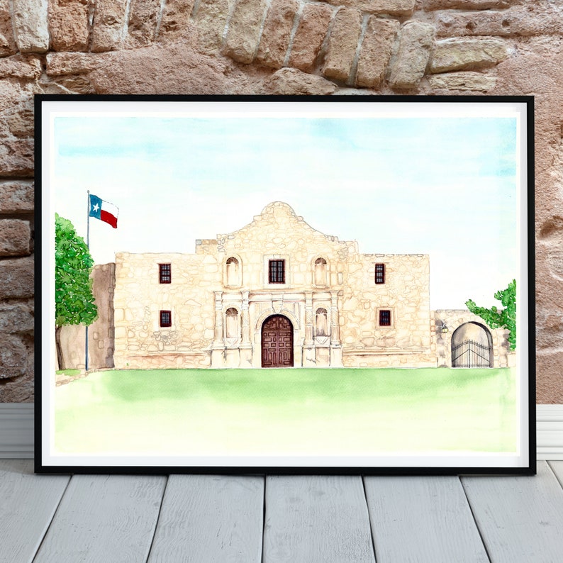 Alamo Painting, Alamo Watercolor Print, Texas Wall Art, San Antonio ...