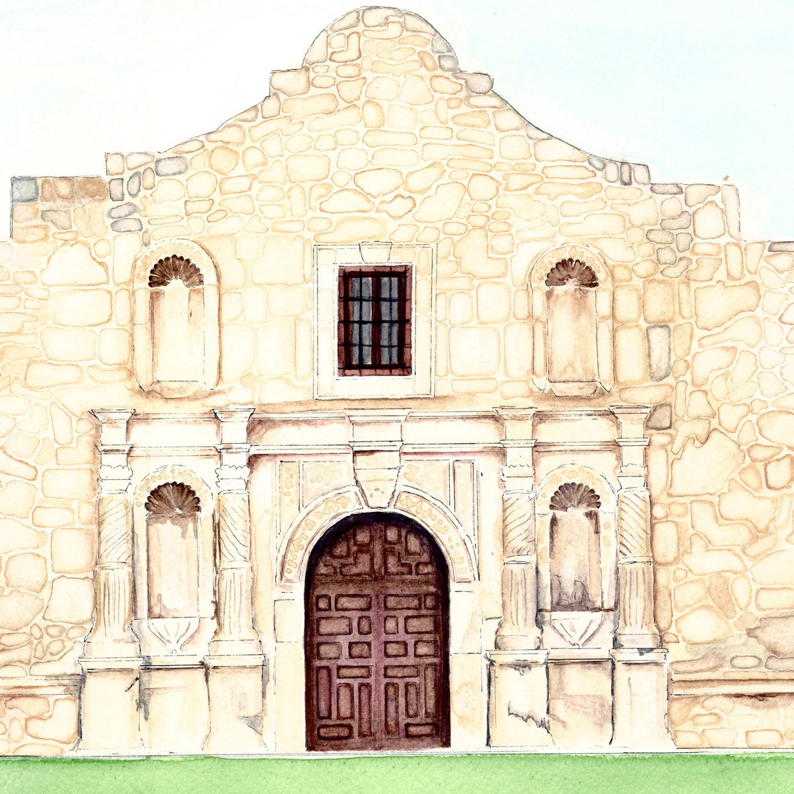 Alamo Painting Alamo Watercolor Print Texas Wall Art San - Etsy.de