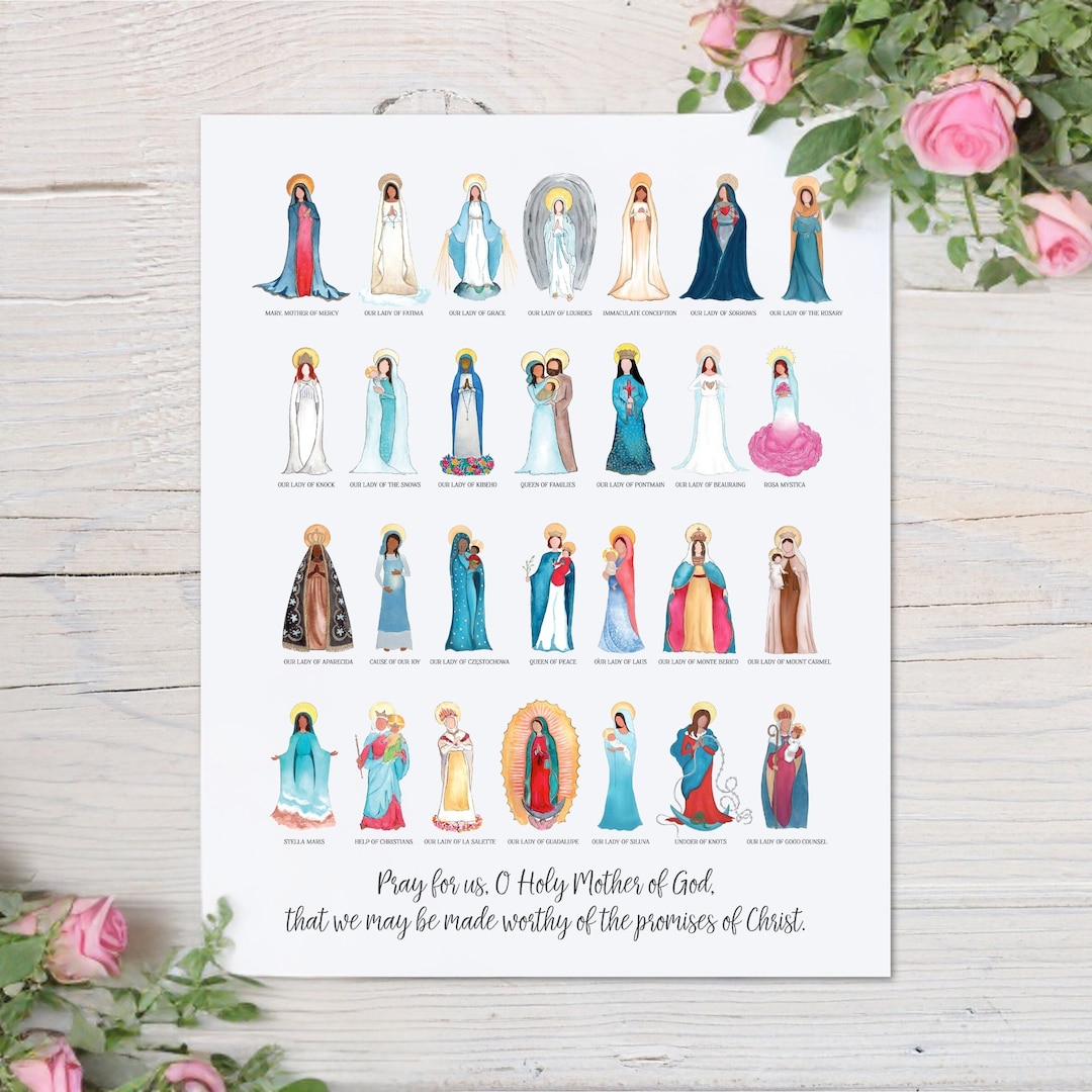 Titles of Mary 8x10 Art Print - Our Lady of Mount Carmel, Our Lady of ...