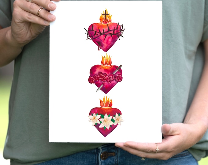 Three Hearts of the Holy Family 8 X 10 Catholic Wall Art Print - Etsy