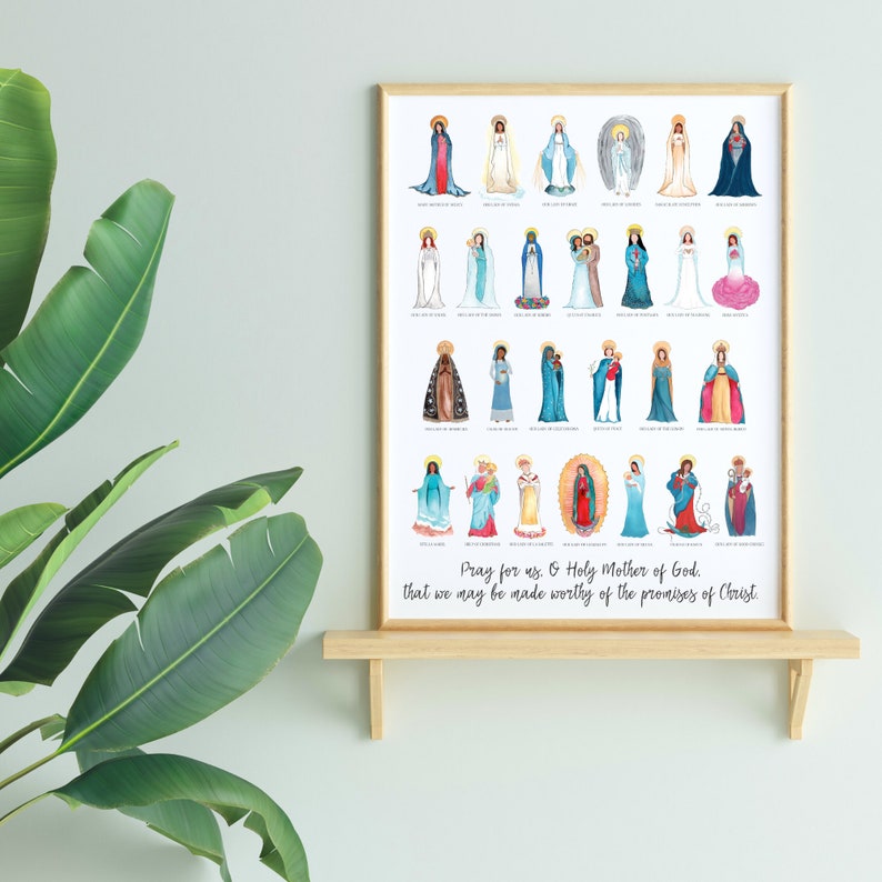 Titles of the Virgin Mary 18x24 Poster, Catholic Home, Catholic Poster ...