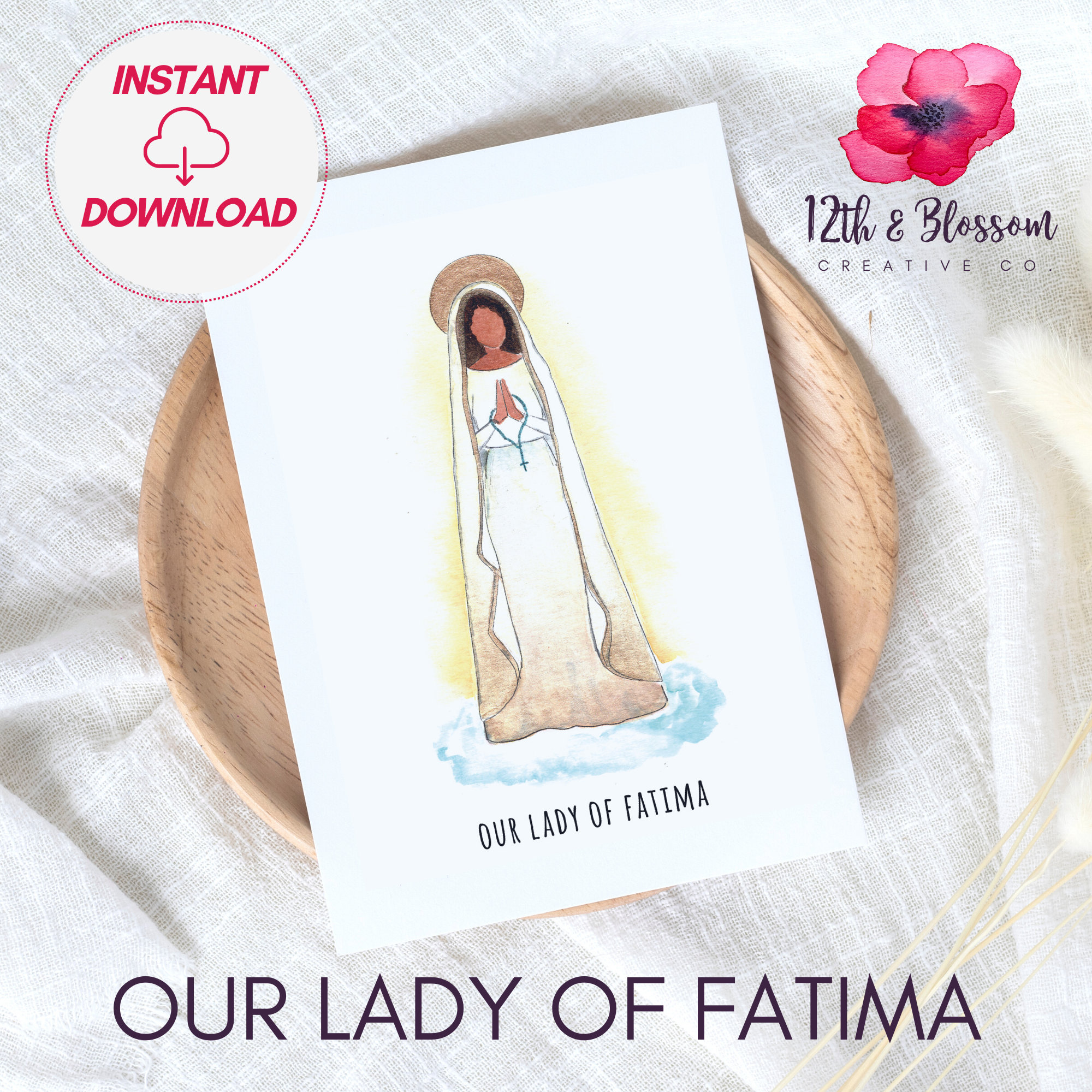 Our Lady of Fatima Instant Download Art Print, Catholic Art, Religious ...