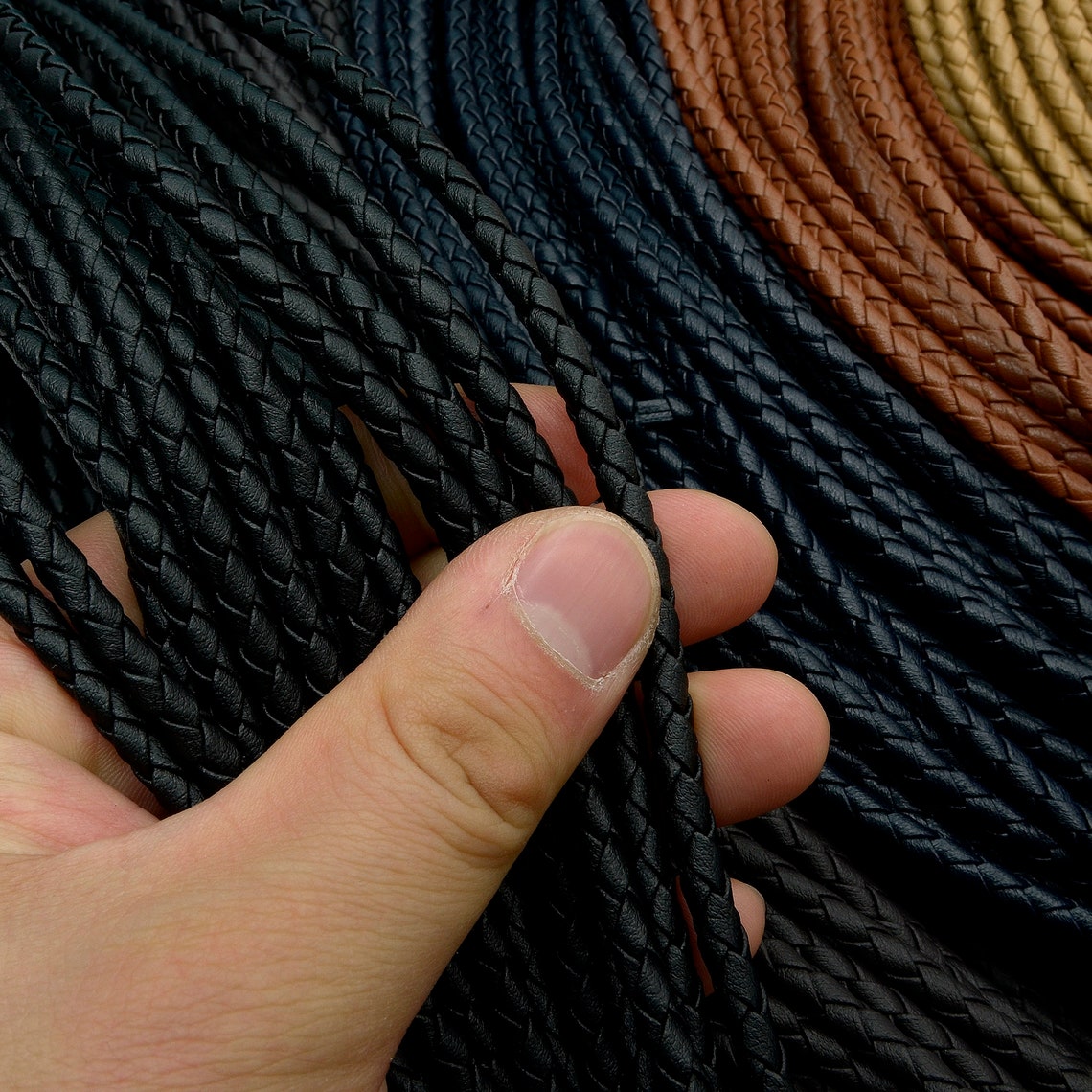 PU Twisted Mesh Cord 5mm0.2inch Genuine Leather Braided - Etsy