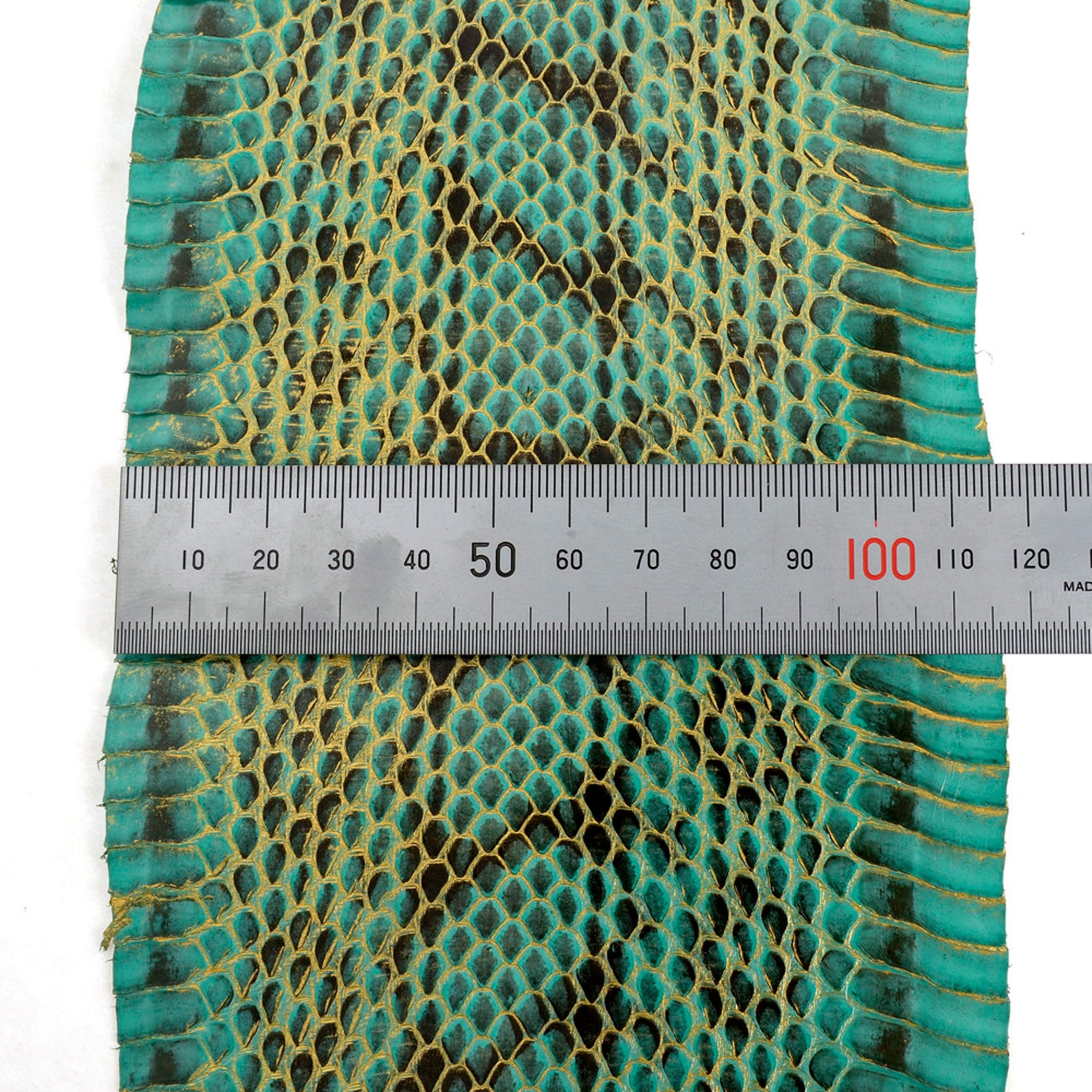 Natural Pattern Mint Gold Shine Water Snake Skin genuine | Etsy