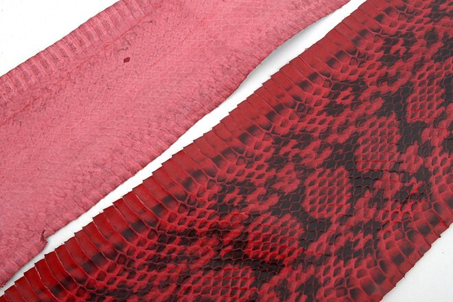 Grossy Natural Red Water Snake Skin genuine Leather for | Etsy