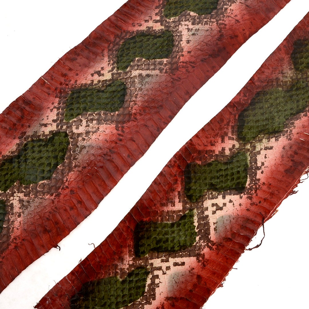 Mixed Shine Red/green - Water Snake Skin (genuine Leather) for ...