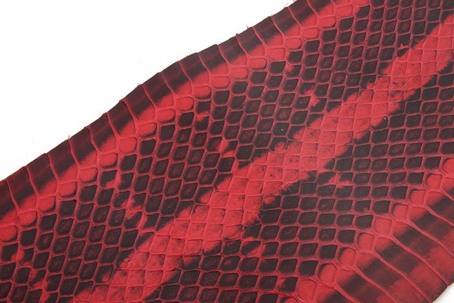 Grossy Natural Red Water Snake Skin genuine Leather for | Etsy