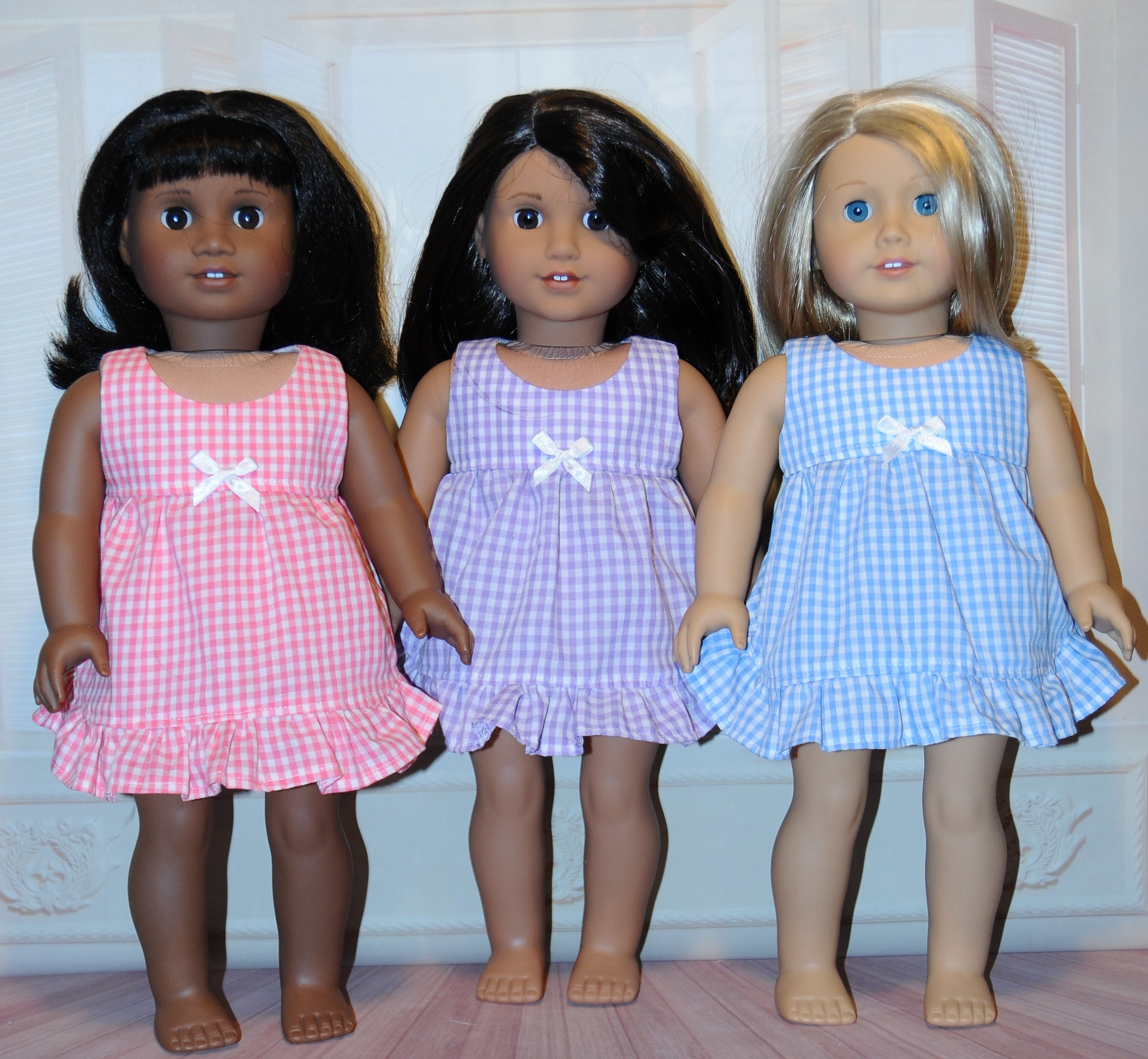 Medium Print Gingham Baby Doll Pajamas for 18 Dolls - Etsy UK