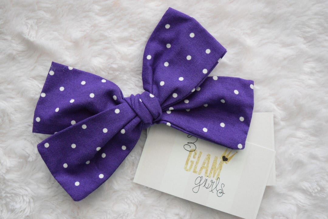 Grape Purple Dots Mini Bow 4 Bow Sizes Available Finished on - Etsy