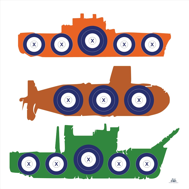 Battleship Archery Target Face for 5 Spot or 3 Spot Practice, 2 Pack ...