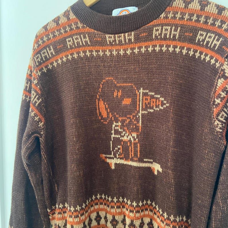 Vintage Snoopy Peanuts Rah Rah Arrow Varsity School Pep Rally Sweater ...