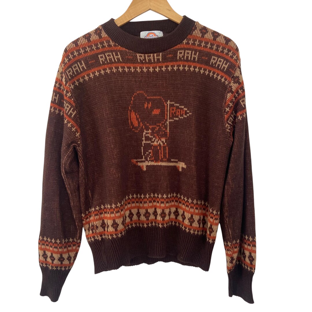 Vintage Snoopy Peanuts Rah Rah Arrow Varsity School Pep Rally Sweater ...