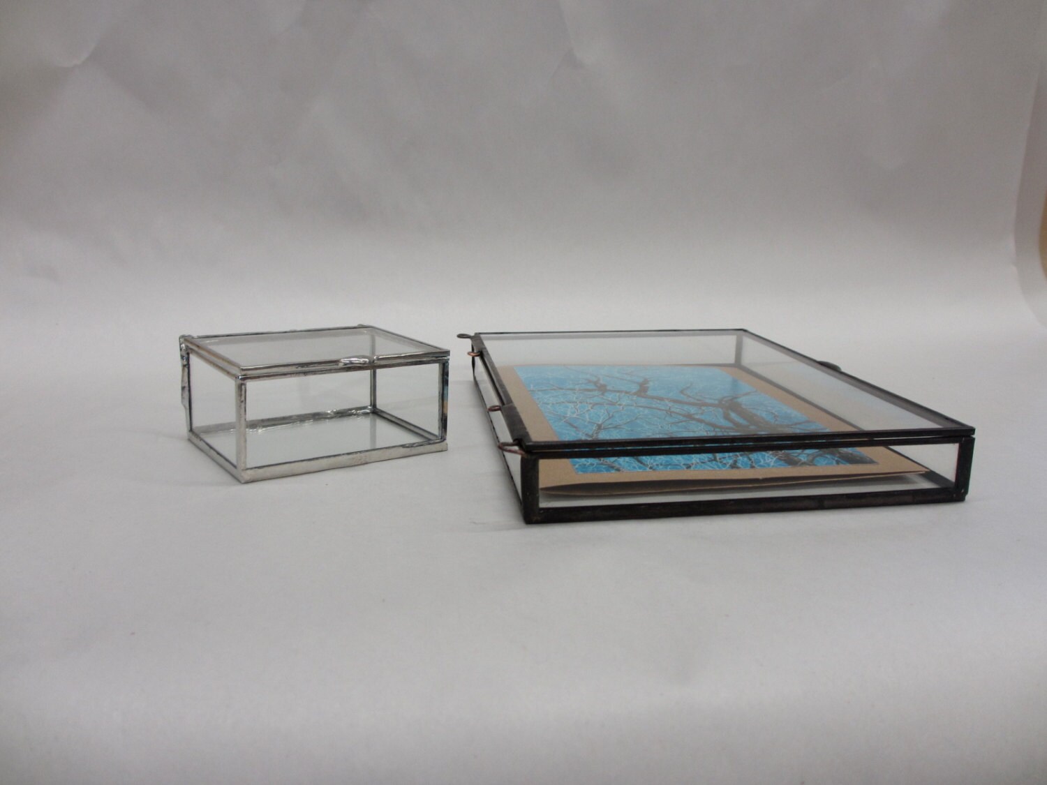 Short Stack Glass Photo Display Box - Hinged Top - Jewelry ...