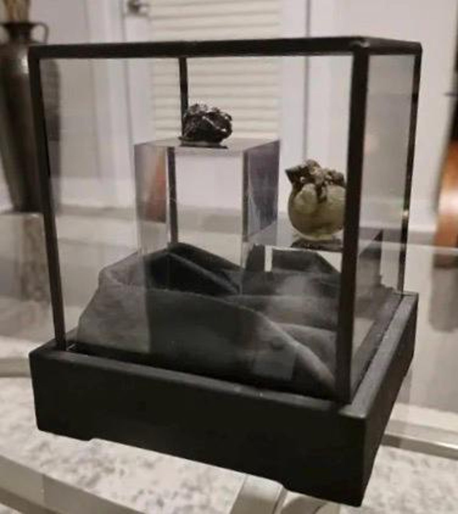 7x7x5" Tall Glass Display Box With Wood Base Protects and Highlights ...