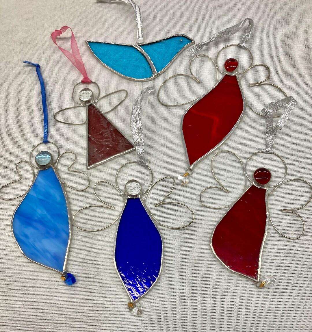 A Flight of Angels - Collection of 7 Stained Glass Angels and Bluebird ...
