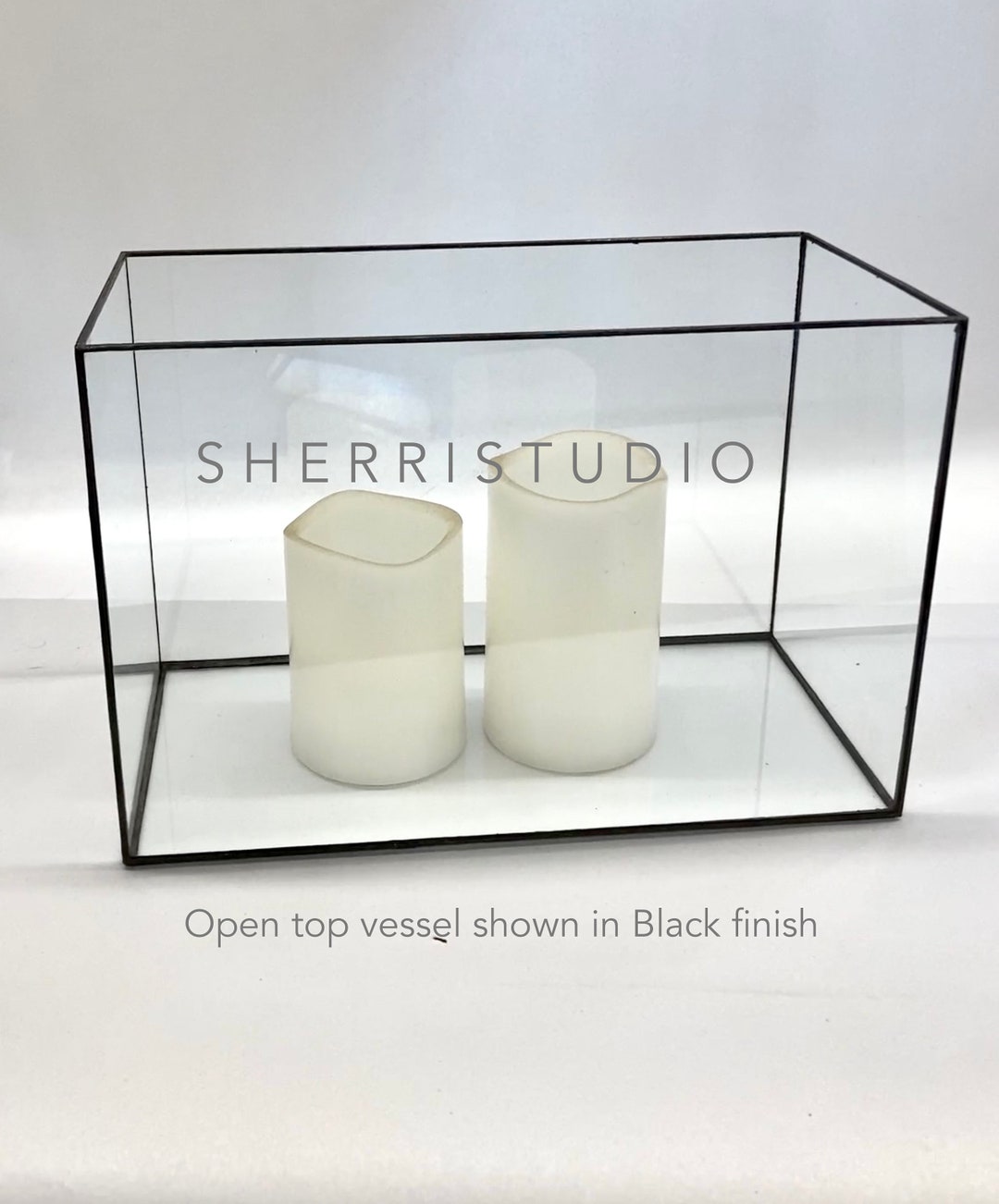12 X 7 X 8" Tall Custom Glass Open Top Display Box - Great for Candles ...