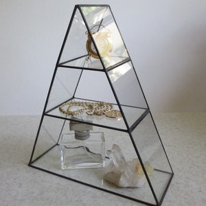 9" and 10" Tall Glass Pyramid Display Shelf - Show off Those Treasures ...