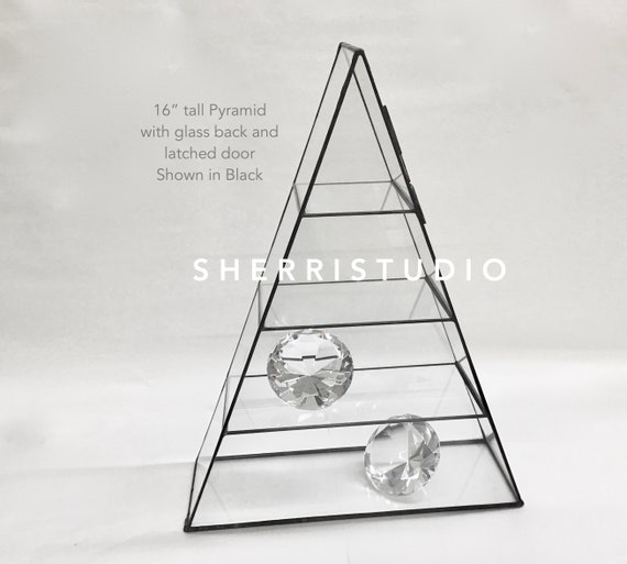 16 Tall Glass Pyramid Display Shelf Show off those | Etsy