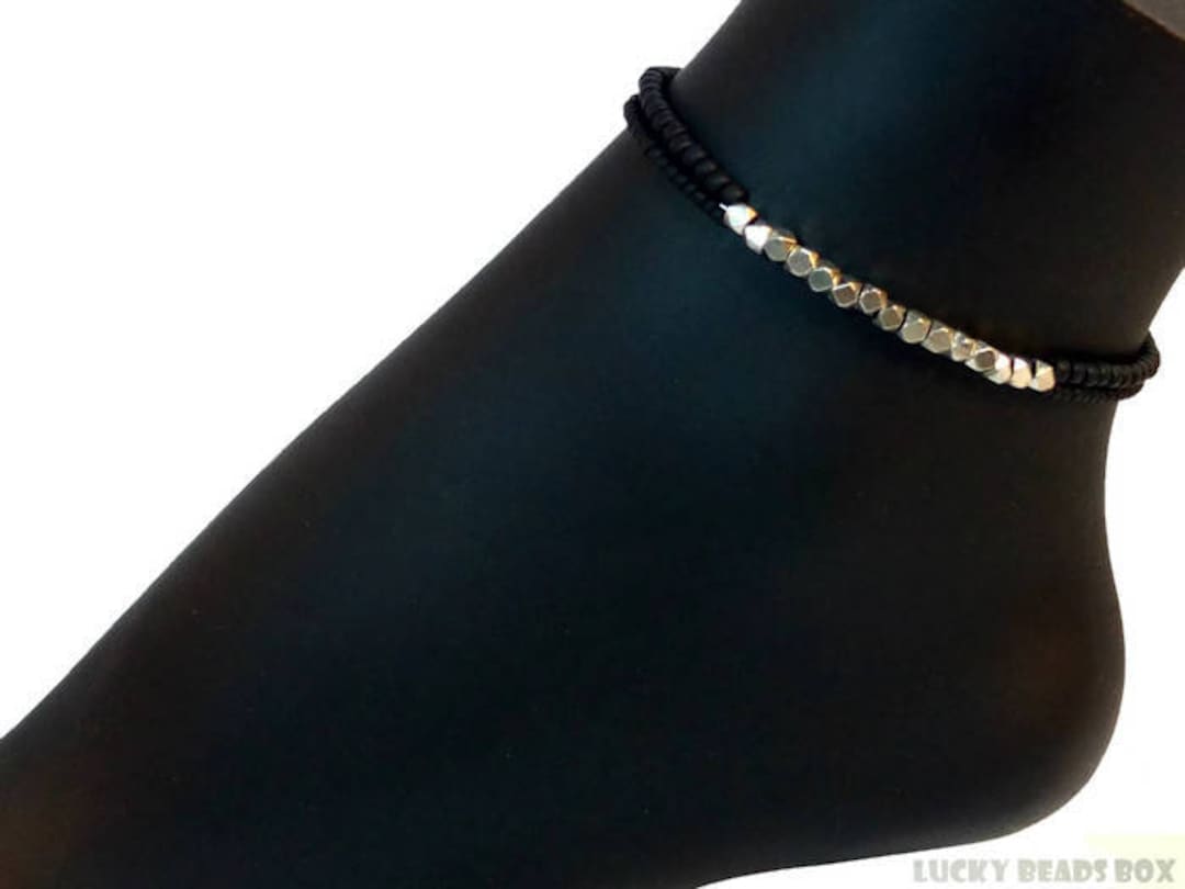 Womens Anklet Black Beads Anklet Beaded Anklet Women Black Anklet Seed ...