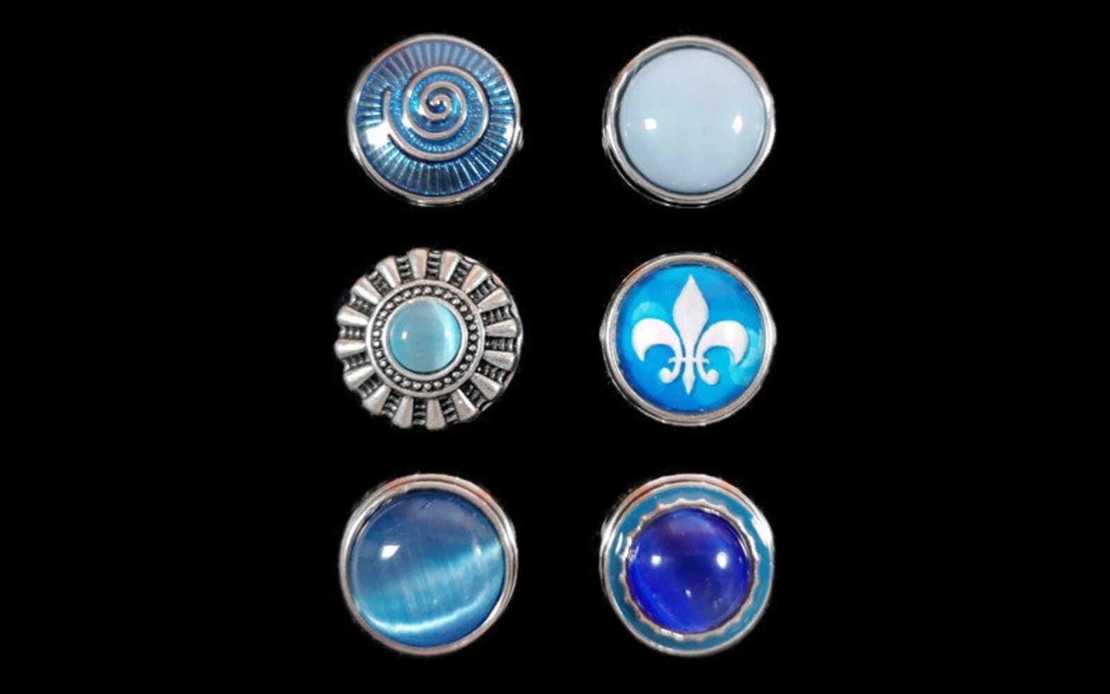 SNAP Button Blue Snap Button Chunk Buttons Ginger Snaps Interchangeable ...