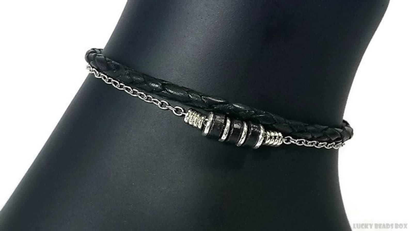 Black Leather Anklet Boho Anklet Ankle Bracelet Womens Ankle - Etsy