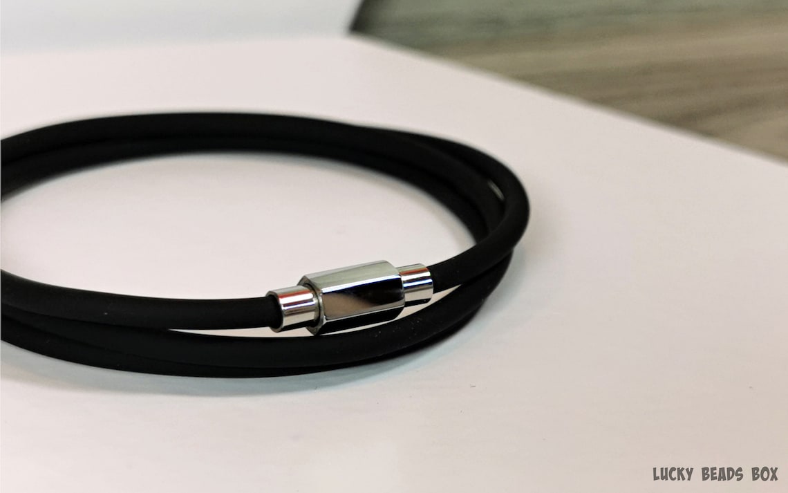 Mens Rubber Bracelet Black Rubber Bracelet Wrap Bracelet - Etsy