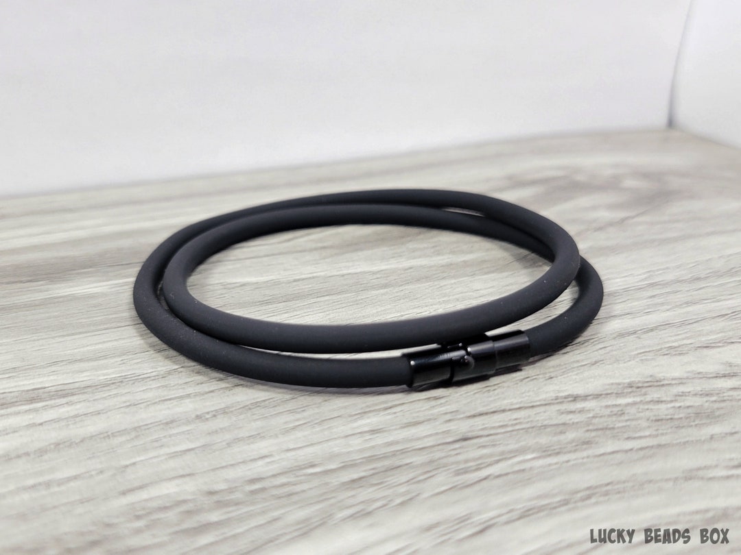 Vegan Bracelet Black Rubber Bracelet Silicone Bracelet Wrap Bracelet ...