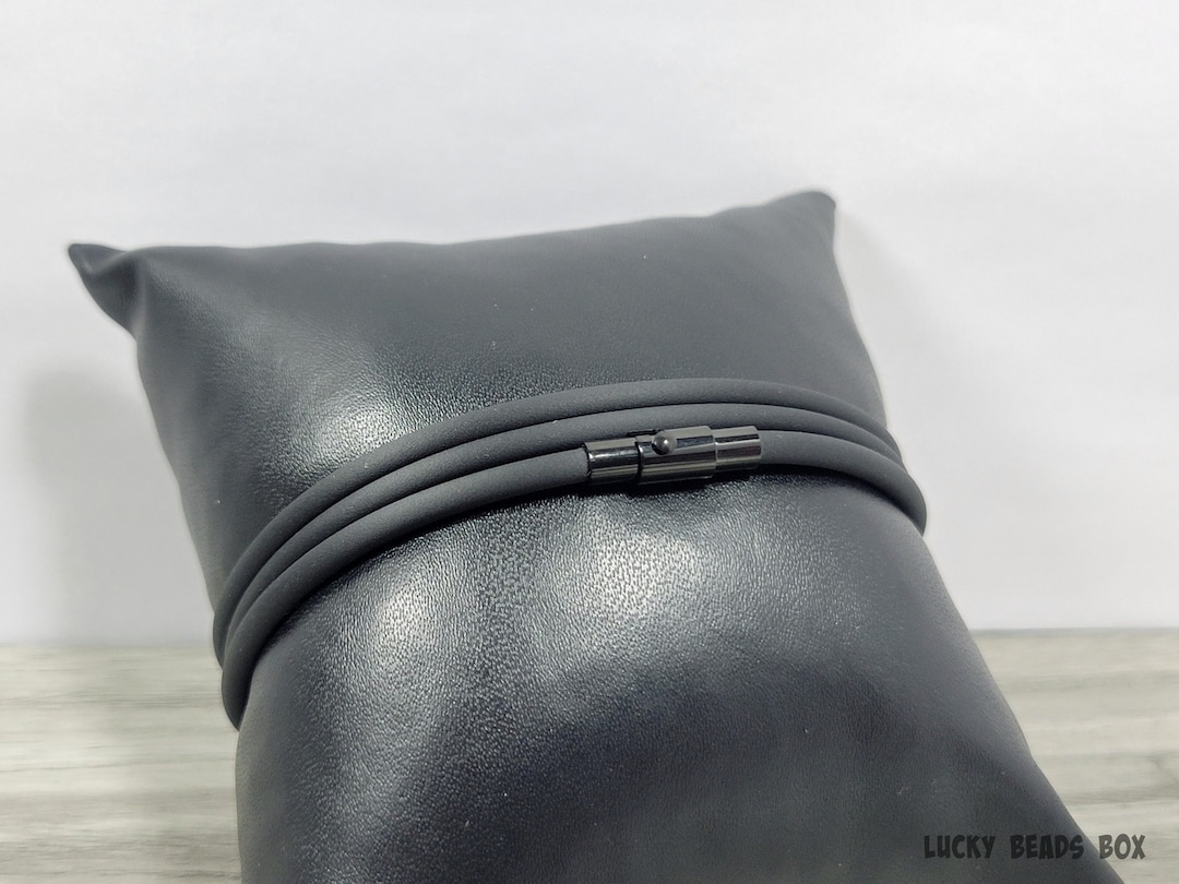 Vegan Bracelet Black Rubber Bracelet Wrap Bracelet Rubber Jewelry ...