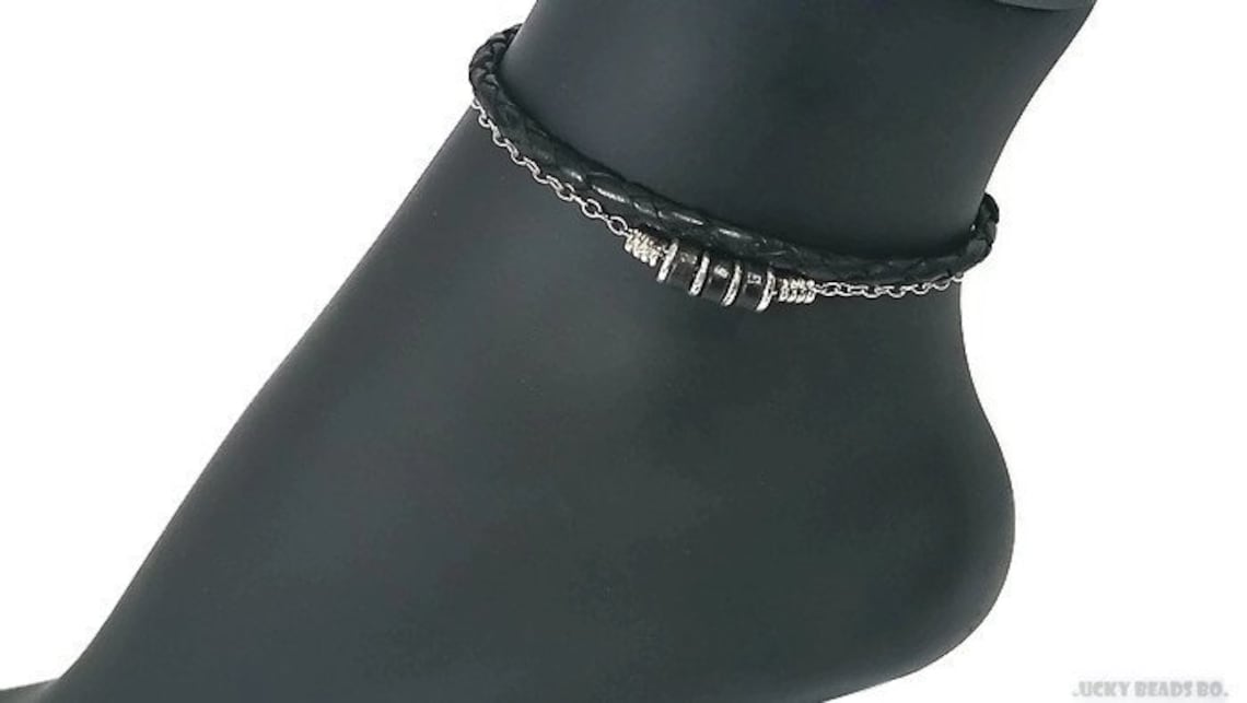 Black Leather Anklet Boho Anklet Ankle Bracelet Womens Ankle - Etsy