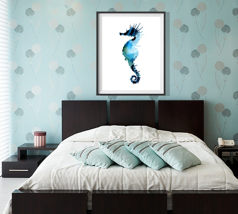 Beach Art Seahorse Wall Decor Seahorse Print Nautical Wall - Etsy