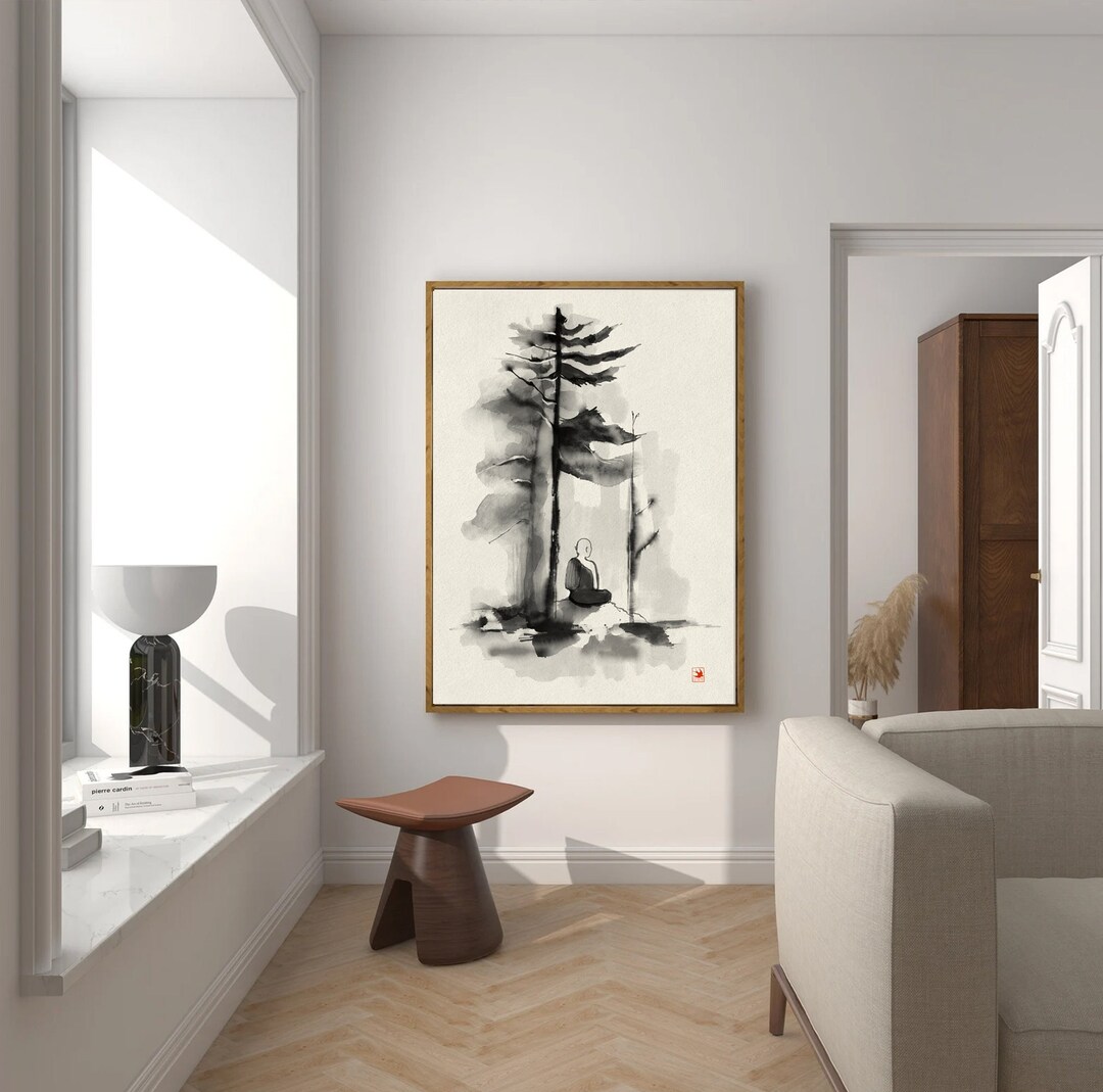 Japanese Art Print, Sumi-e Tree Painting, Abstract Feng Shui Artwork ...