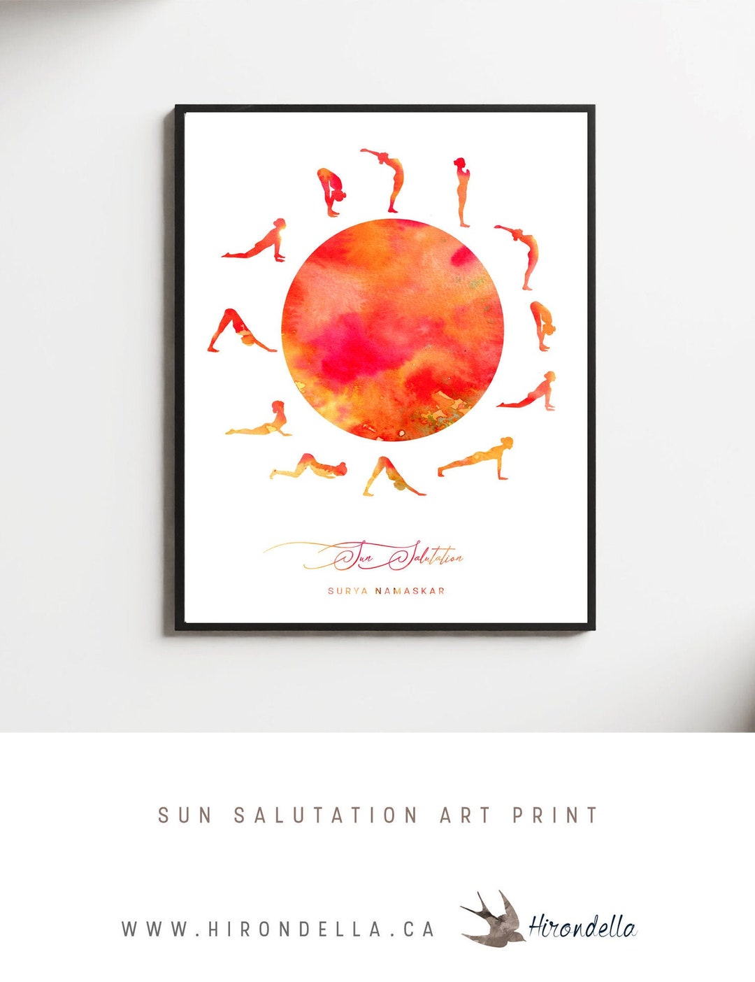 Sun Salutation Poster, Surya Namaskar, Yoga Poster, Sun Salutation ...