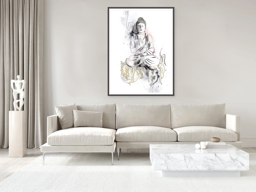 Buddha Wall Art, Sitting Buddha Print, Buddha Abstract Painting, Buddha ...
