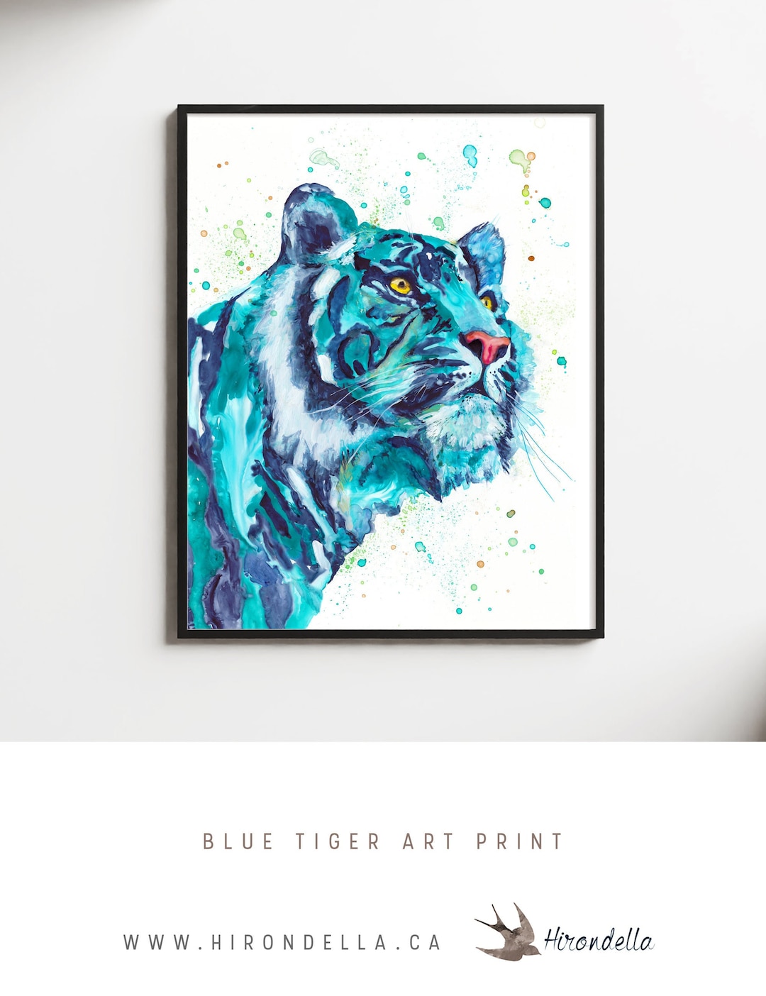 Tiger Painting Wall Art, Blue Tiger Face Art Print, Tiger Girl ...